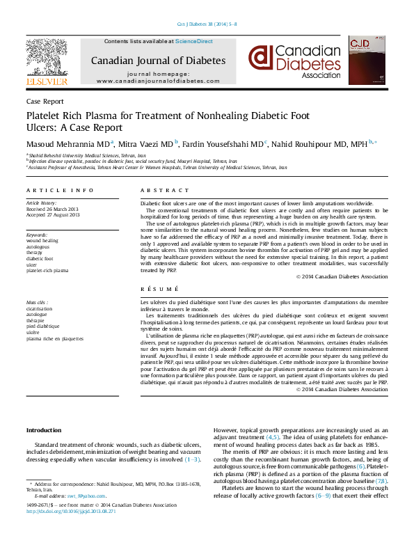 (PDF) Platelet Rich Plasma for Treatment of Nonhealing Diabetic Foot ...