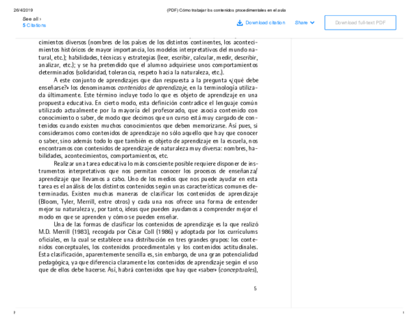 (PDF) (PDF) Cómo trabajar los contenidos procedimentales en el aula