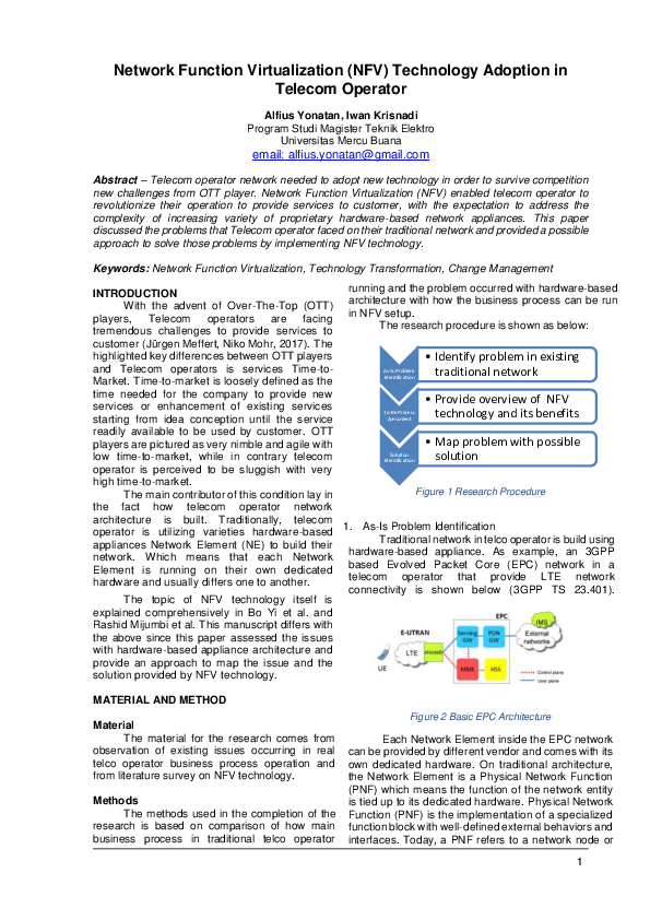 Pdf Network Function Virtualization Nfv Technology Adoption In