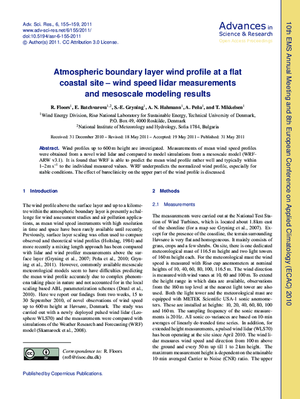 (PDF) Atmospheric boundary layer wind profile at a flat coastal site–wind speed lidar ...