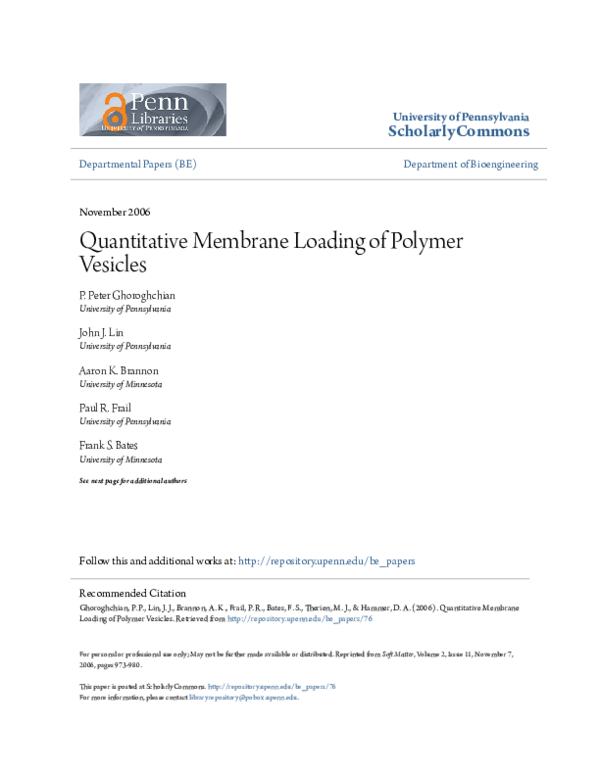 (PDF) Quantitative membrane loading of polymer vesicles
