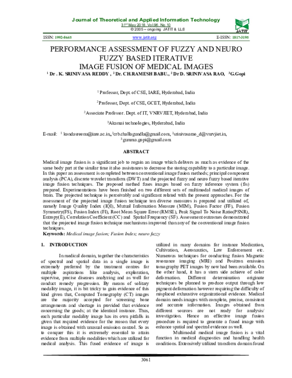 (PDF) PERFORMANCE ASSESSMENT OF FUZZY AND NEURO FUZZY BASED ITERATIVE IMAGE FUSION OF MEDICAL ...