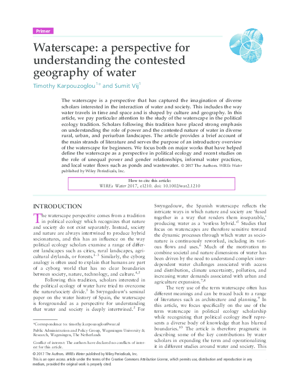 (PDF) Waterscape: a perspective for understanding the contested ...