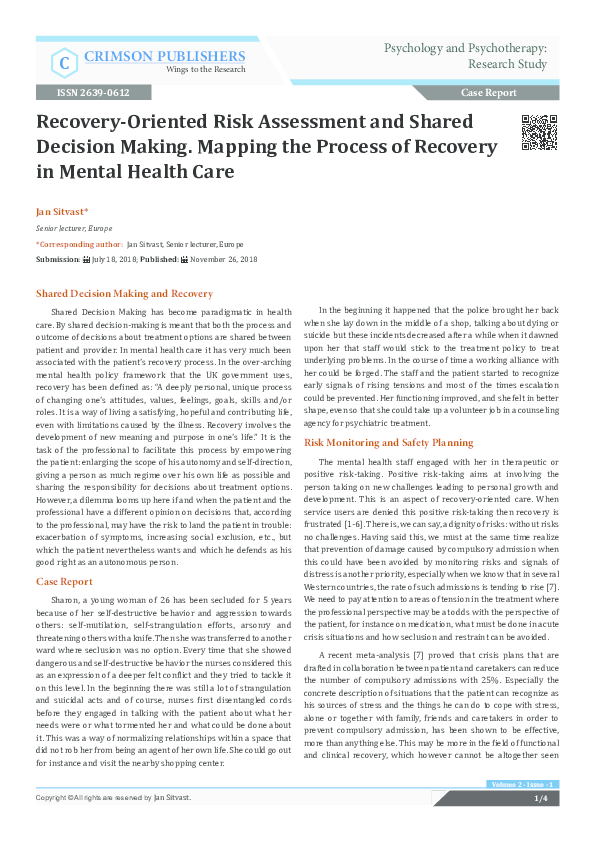 (PDF) Recovery-Oriented Risk Assessment and Shared Decision Making ...