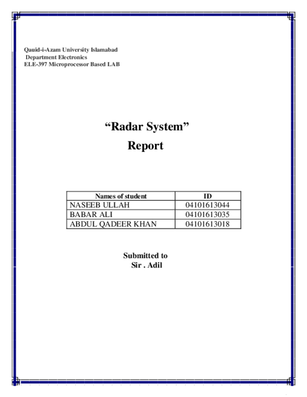 (PDF) "Radar System" Report