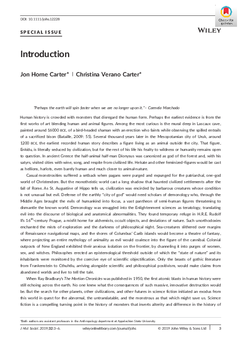 (PDF) Introduction to Themed Issue, Modern Monsters