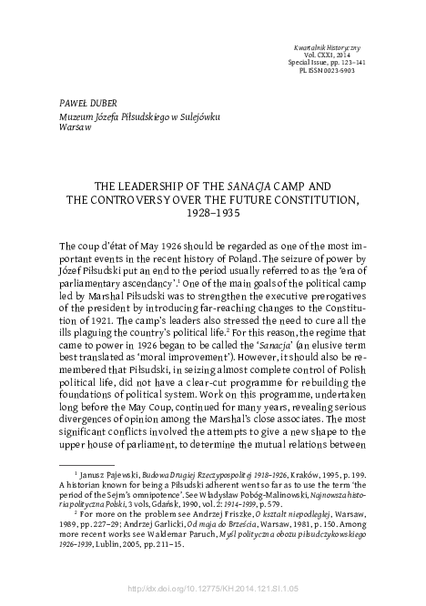 (PDF) The Leadership of the Sanacja Camp and the Controversy over the ...