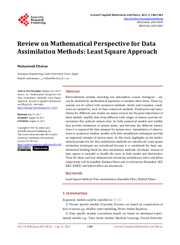 (PDF) Review on Mathematical Perspective for Data Assimilation Methods ...