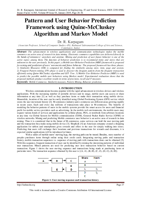 (PDF) Pattern and User Behavior Prediction Framework using Quine-McCluskey Algorithm and Markov ...