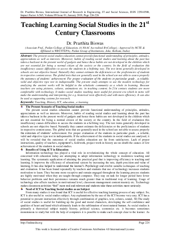 (PDF) Teaching Learning Social Studies in the 21 st Century Classrooms