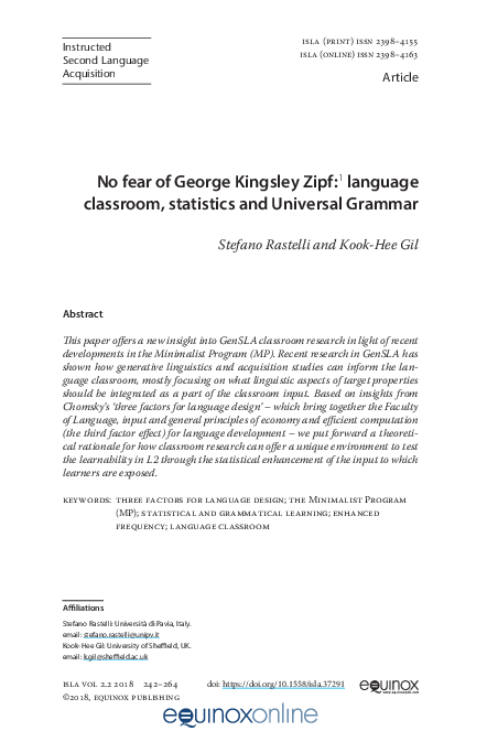 (PDF) No fear of George Kingsley Zipf : language classroom, statistics ...