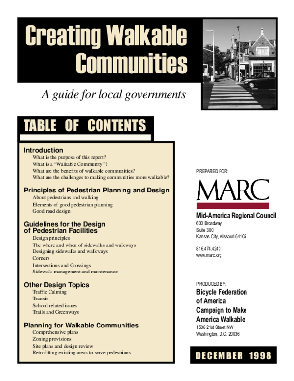 (PDF) Creating Walkable Communities A guide for local governments Mid ...