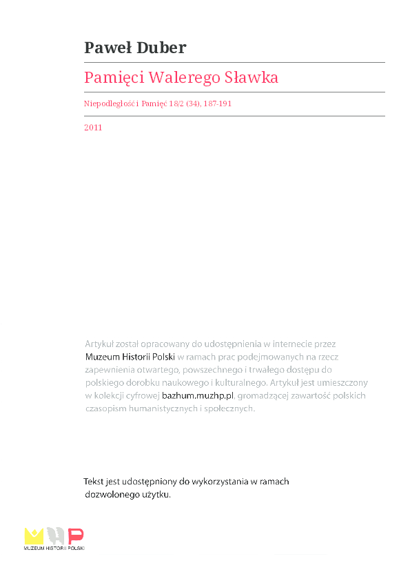 (PDF) Pamięci Walerego Sławka.