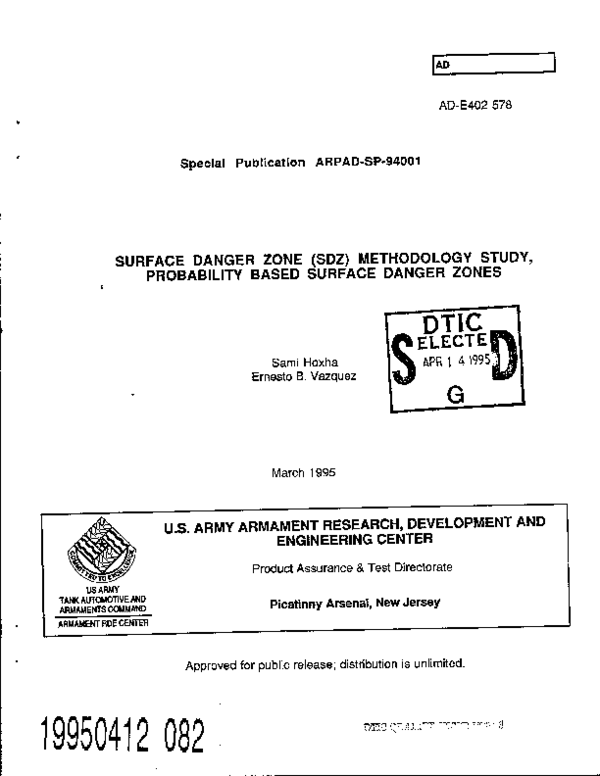 (PDF) Surface Danger Zone (SDZ) Methodology Study, Probability Based ...