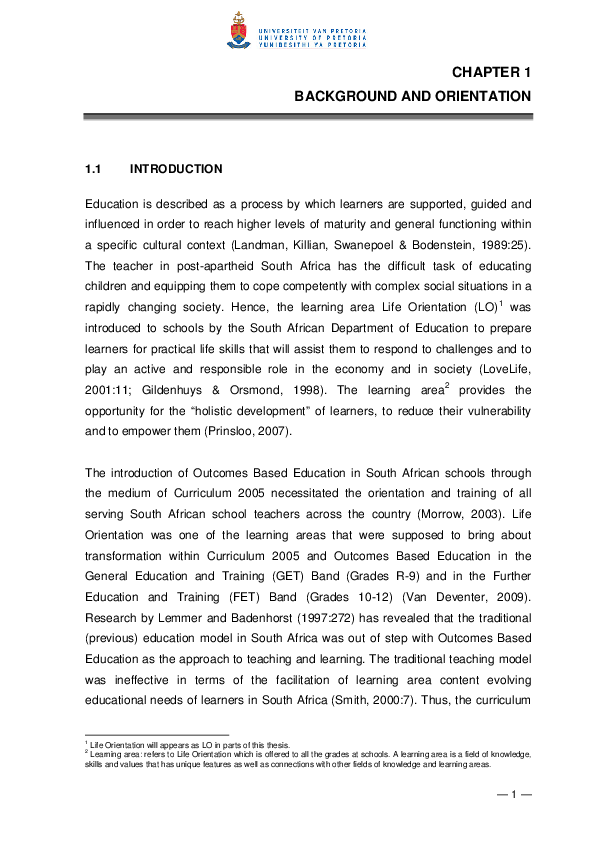 (PDF) CHAPTER 1 BACKGROUND AND ORIENTATION