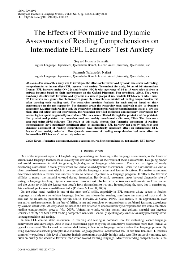(PDF) The Effects of Formative and Dynamic Assessments of Reading ...