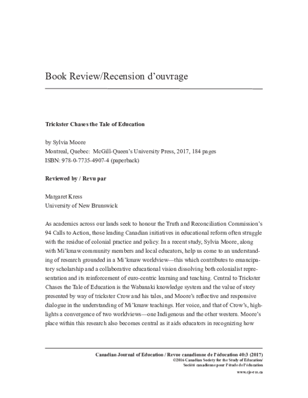 (PDF) Book Review/Recension d'ouvrage Trickster Chases the Tale of ...