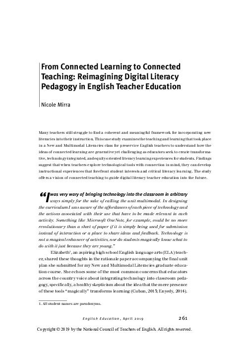 (PDF) From Connected Learning to Connected Teaching: Reimagining ...