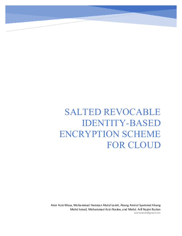 Pdf Salted Revocable Identity Based Encryption Scheme For Cloud