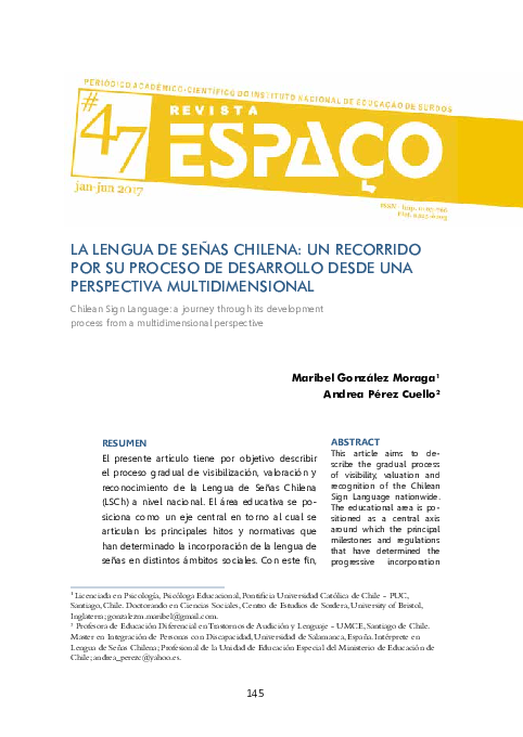 (PDF) LA LENGUA DE SEÑAS CHILENA: UN RECORRIDO POR SU PROCESO DE ...