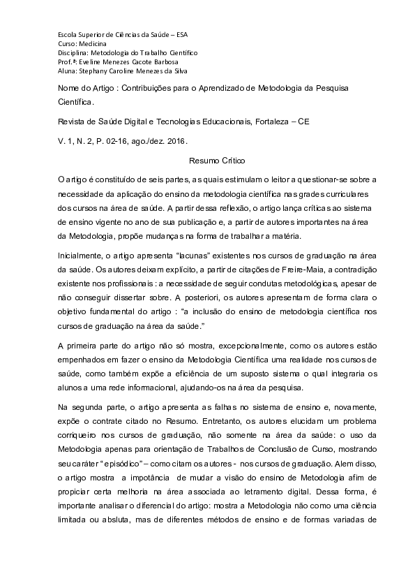(PDF) Resumo Crítico