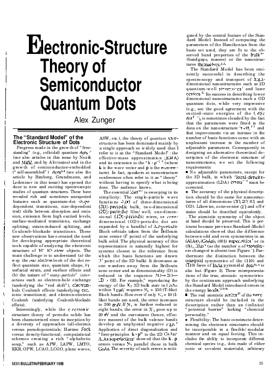 (PDF) Electronic-Structure Theory of Semiconductor Quantum Dots