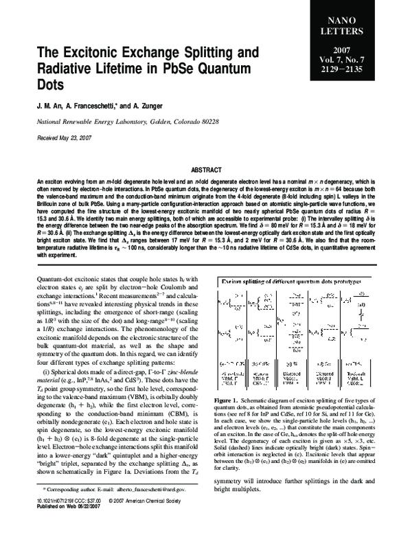 (PDF) The Excitonic Exchange Splitting and Radiative Lifetime in PbSe ...