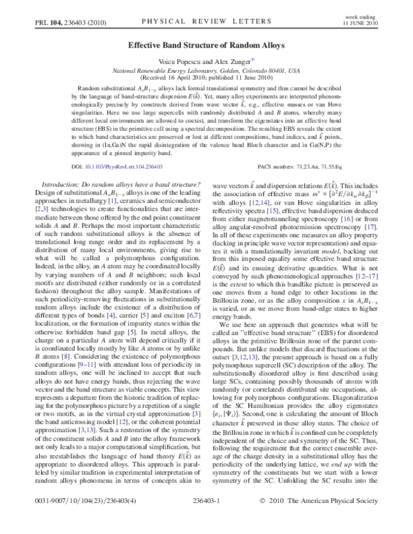 (PDF) Effective Band Structure of Random Alloys