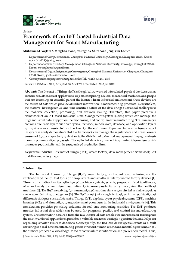 (PDF) Framework of an IoT-based Industrial Data Management for Smart ...