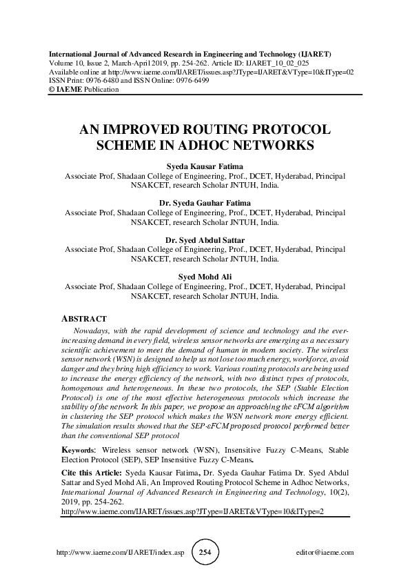 Pdf An Improved Routing Protocol Scheme In Adhoc Networks
