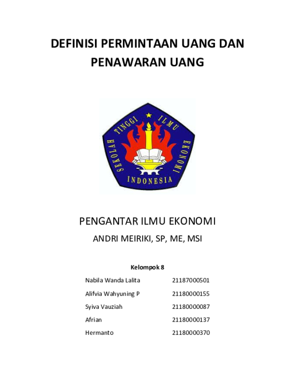 (DOC) DEFINISI PERMINTAAN UANG DAN PENAWARAN UANG