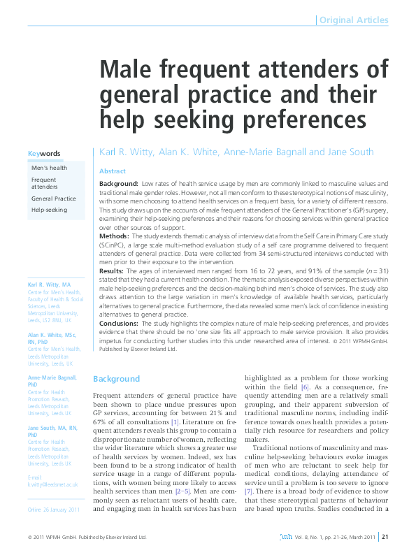 (PDF) Male frequent attenders of general practice and their help ...