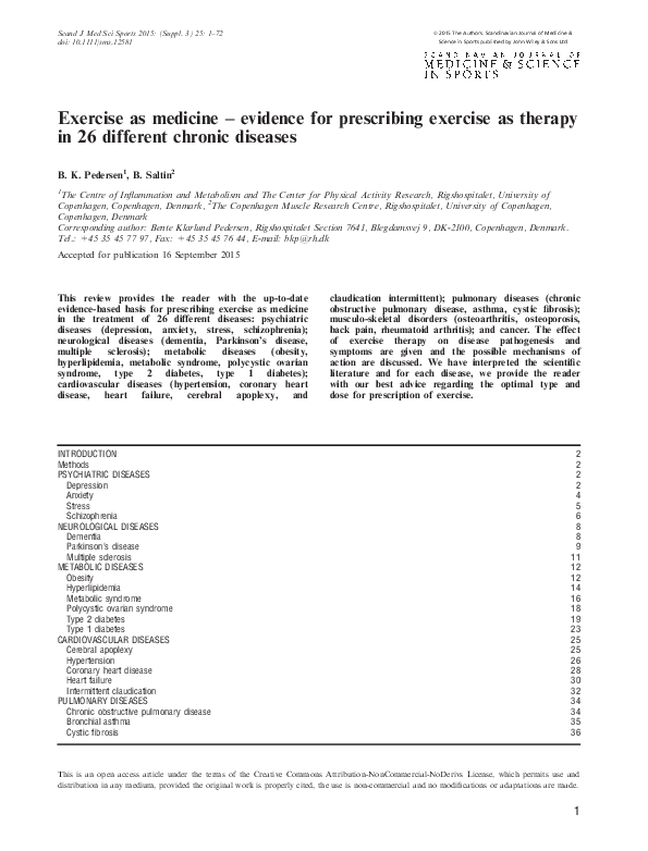 (PDF) Exercise as medicine -evidence for prescribing exercise as ...