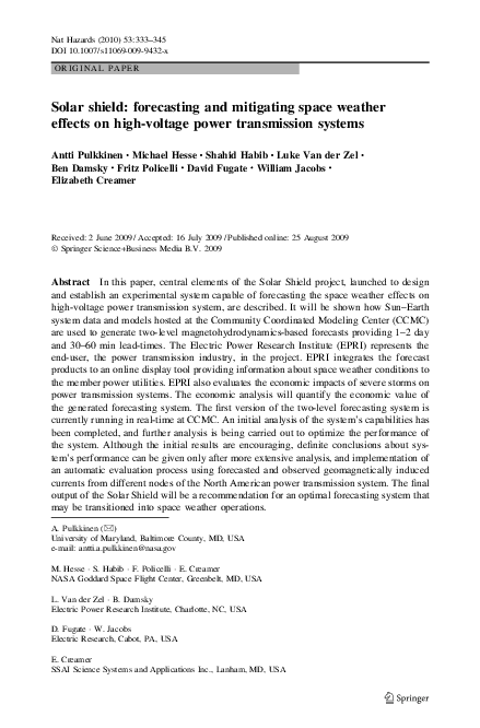 (PDF) Solar shield: forecasting and mitigating space weather effects on ...