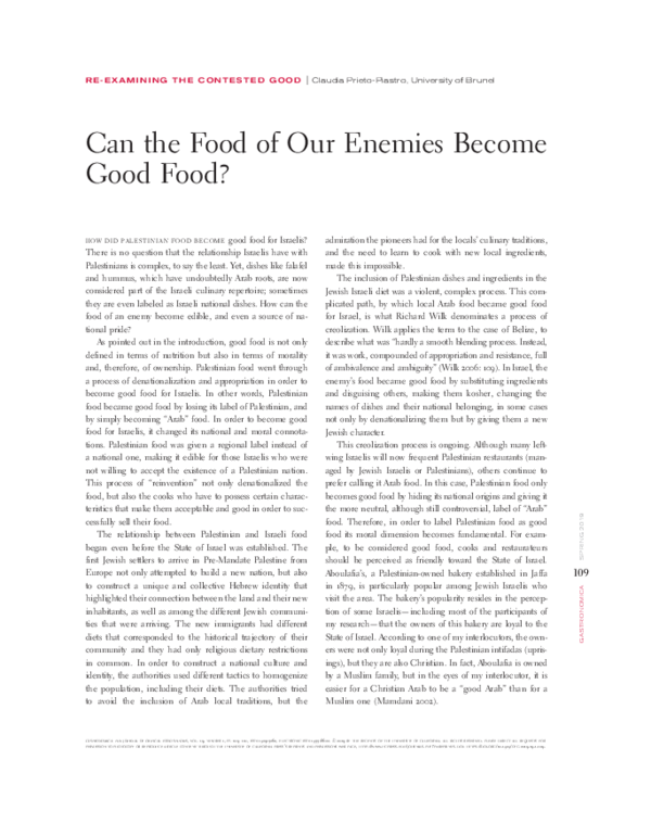 (PDF) Can the Food of Our Enemies Become Good Food