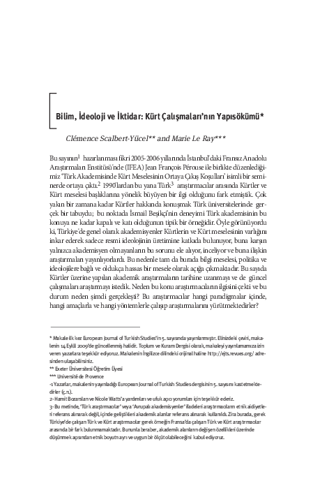 (PDF) Bilim, İdeoloji ve İktidar: Kürt Çalışmaları'nın Yapısökümü