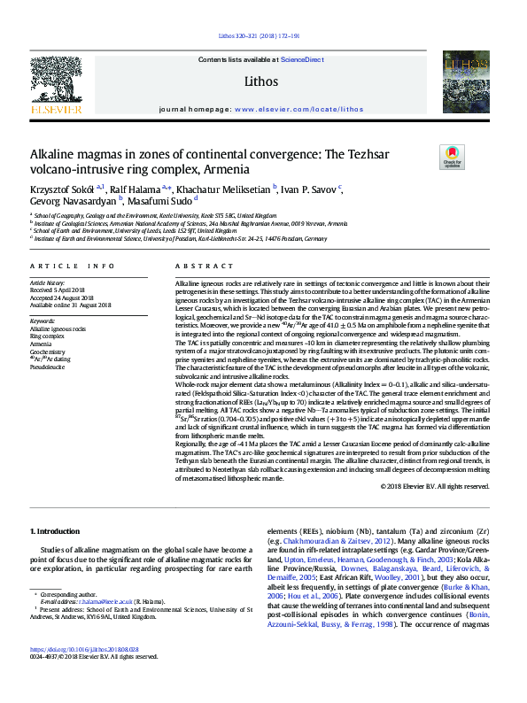 (PDF) Alkaline magmas in zones of continental convergence: The Tezhsar ...