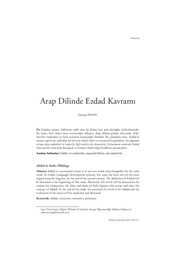 (PDF) Addad in Arabic Philology