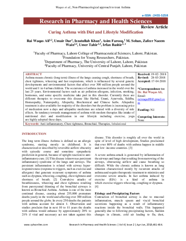 (PDF) Review Article Curing Asthma with Diet and Lifestyle Modification