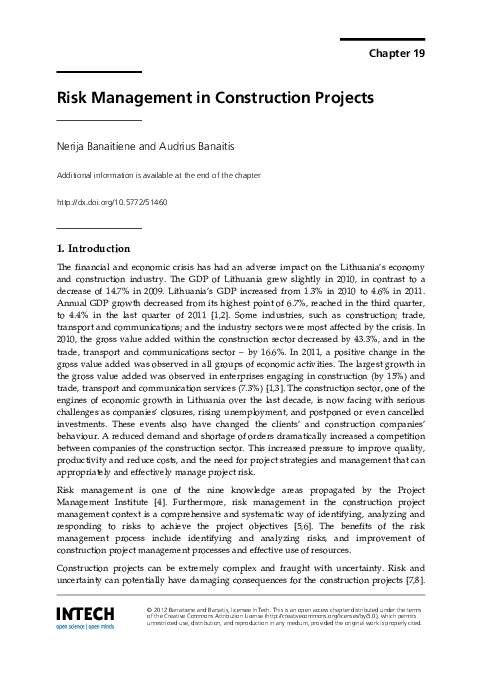 (PDF) Risk Management in Construction Projects