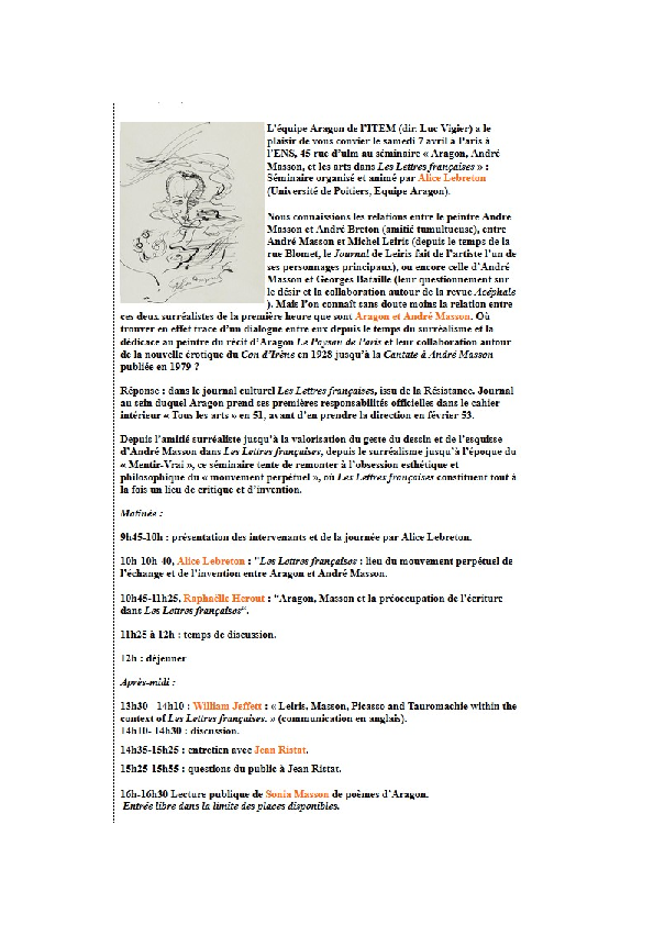 (PDF) « Aragon, Masson et la préoccupation de l'écriture dans Les ...