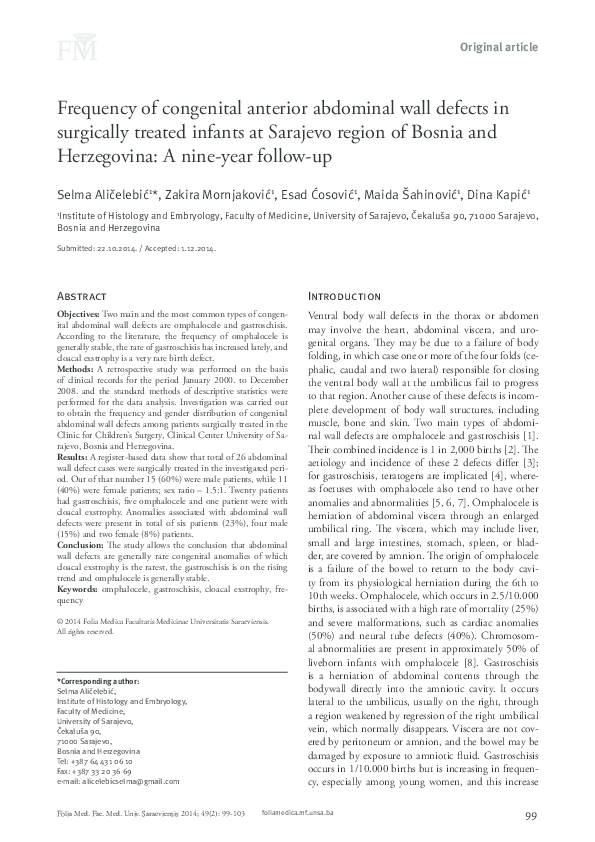 A Rare Anterior Abdominal Wall Defect: Omphalocele - A Case Report ...
