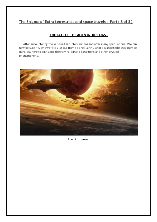 (PDF) The Enigma of Extra-terrestrials and space travels :-Part ( 3 of ...