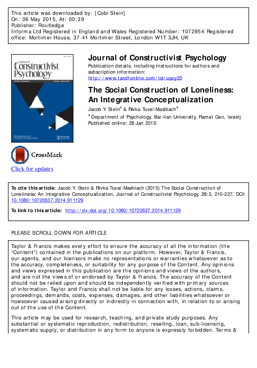 (PDF) The Social Construction of Loneliness: An Integrative ...