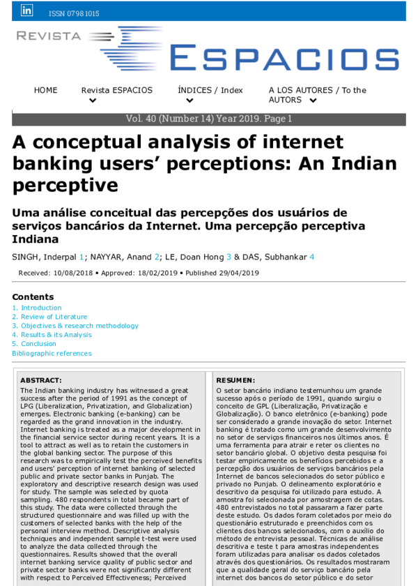 (PDF) A conceptual analysis of internet banking users' perceptions: An Indian perceptive Uma ...