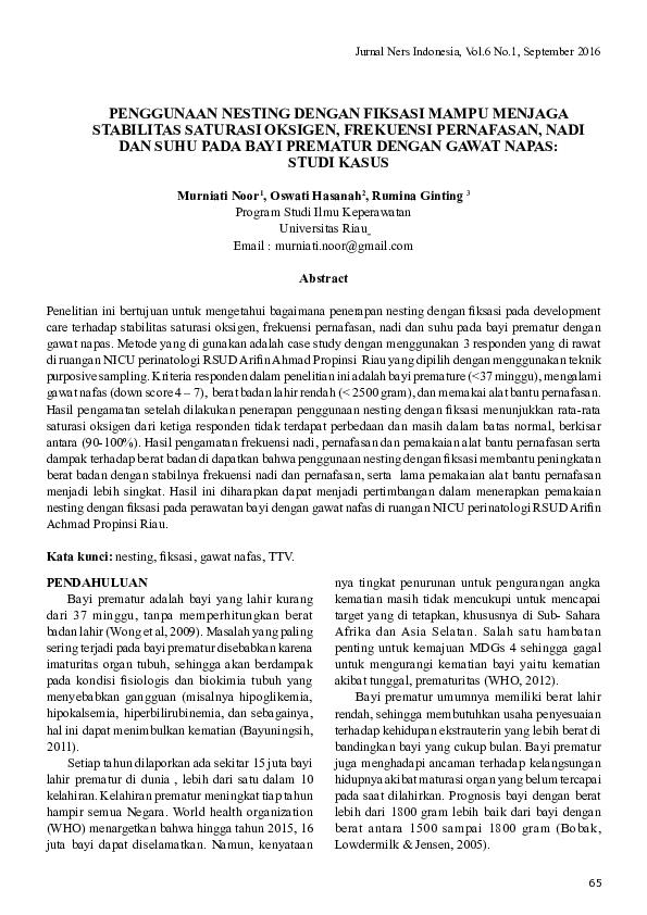(PDF) PENGGUNAAN NESTING DENGAN FIKSASI MAMPU MENJAGA STABILITAS ...