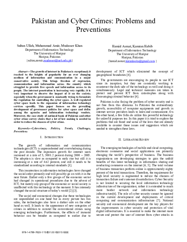 (PDF) Pakistan and Cyber Crimes: Problems and Preventions