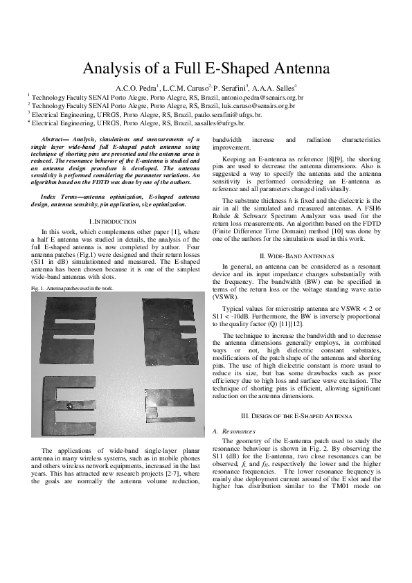 (PDF) Analysis of a Full E-Shaped Antenna