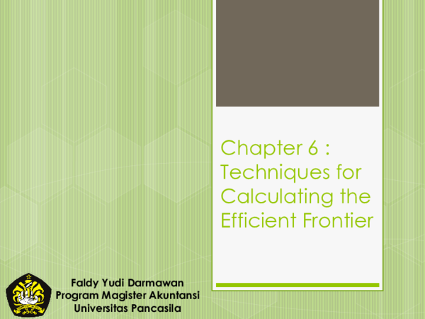 (PDF) Techniques for Calculating Efficient Frontier