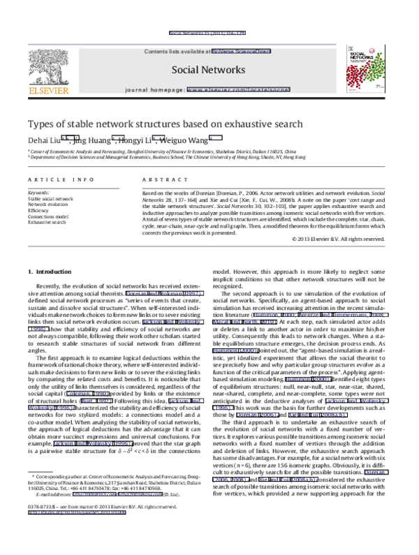 (PDF) Types of stable network structures based on exhaustive search